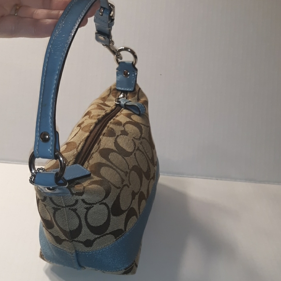 Coach | Bags | Like Newcoach Blue Signature Stripe Top Handle | Poshmark